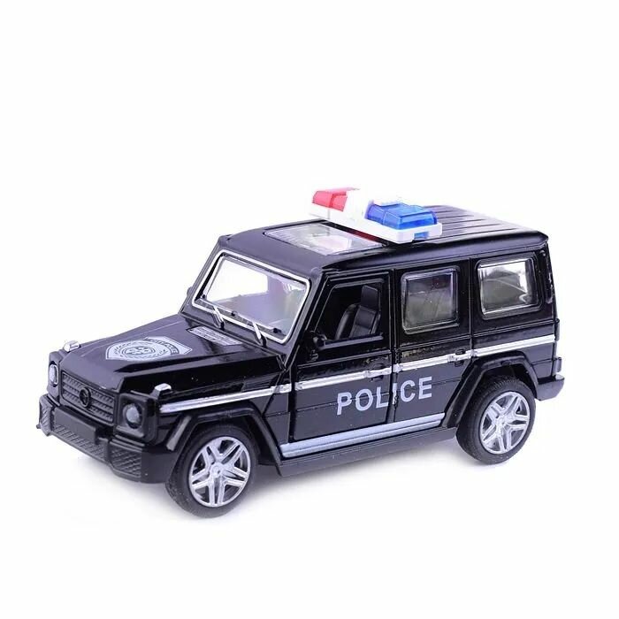 Машина "Полицейский джип" металл, инерц, в коробке черный