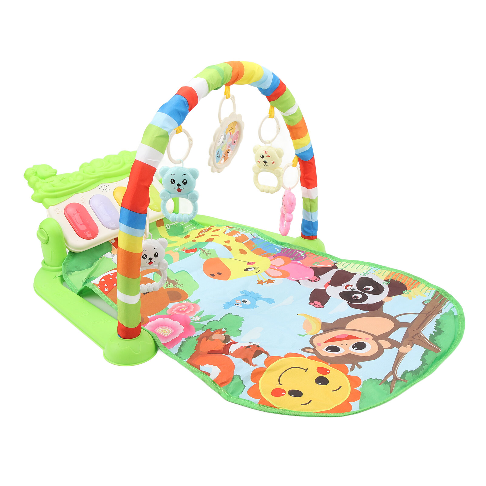 Музыкальный игровой коврик для малышей на батарейках, музыкальное пианино-игровой центр для новорожденных, малышей и младенцев, зеленый.