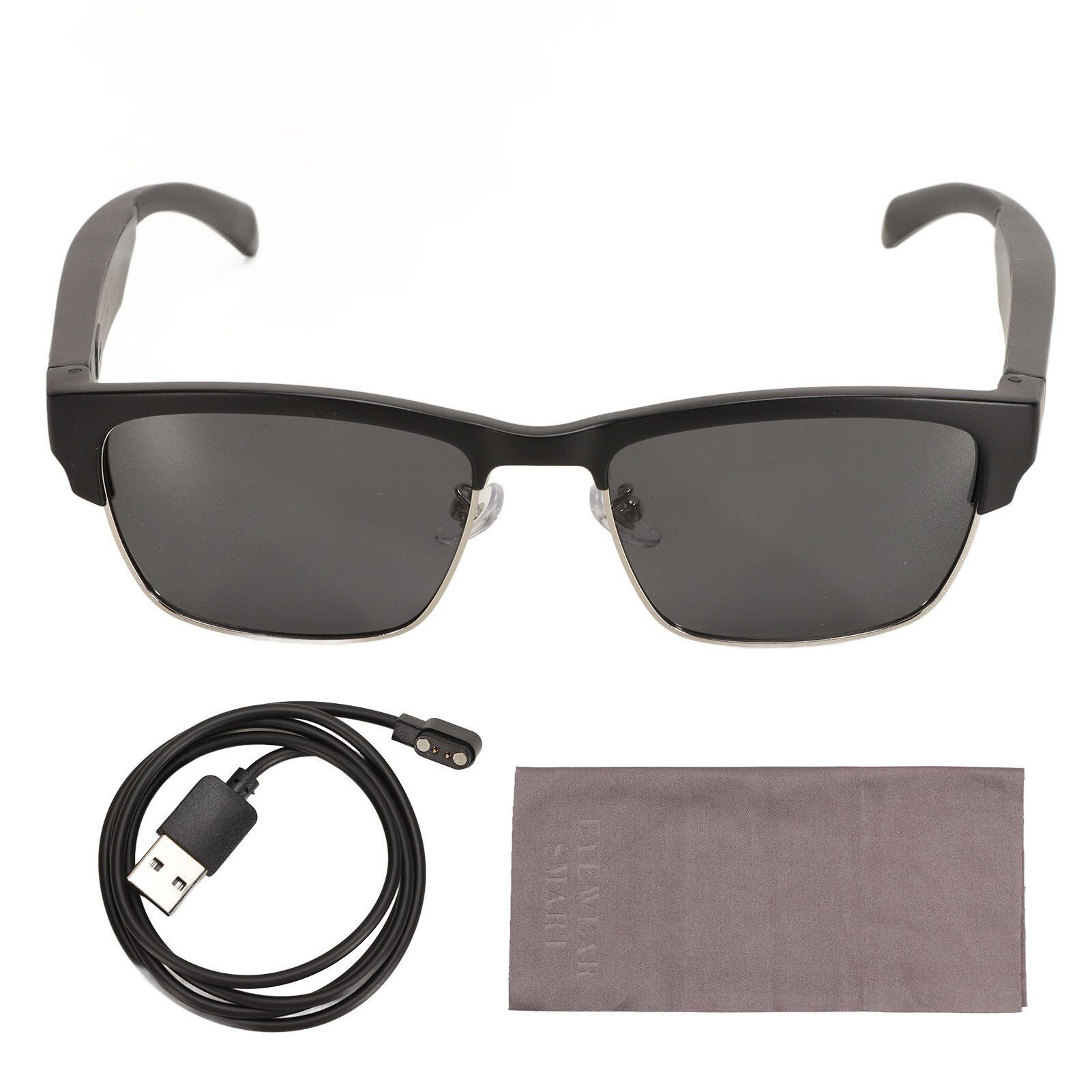 Bluetooth-очки с костной проводимостью, стерео IPX5, водонепроницаемые, HD-вызовы, сенсорное управление, беспроводные умные очки для спорта, S, серебро