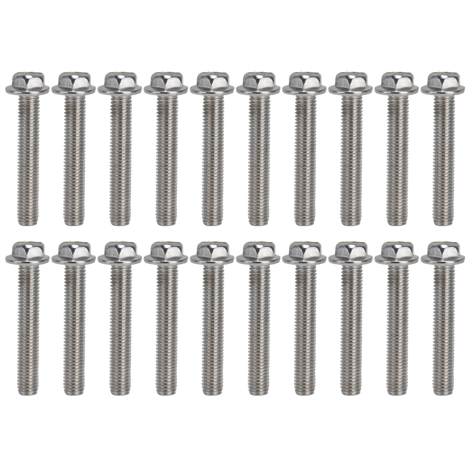 20 шт. болтов M10x1.5 из нержавеющей стали A2-70 с фланцем и шестигранной головкой, с прокладкой, DIN6921M10x60
