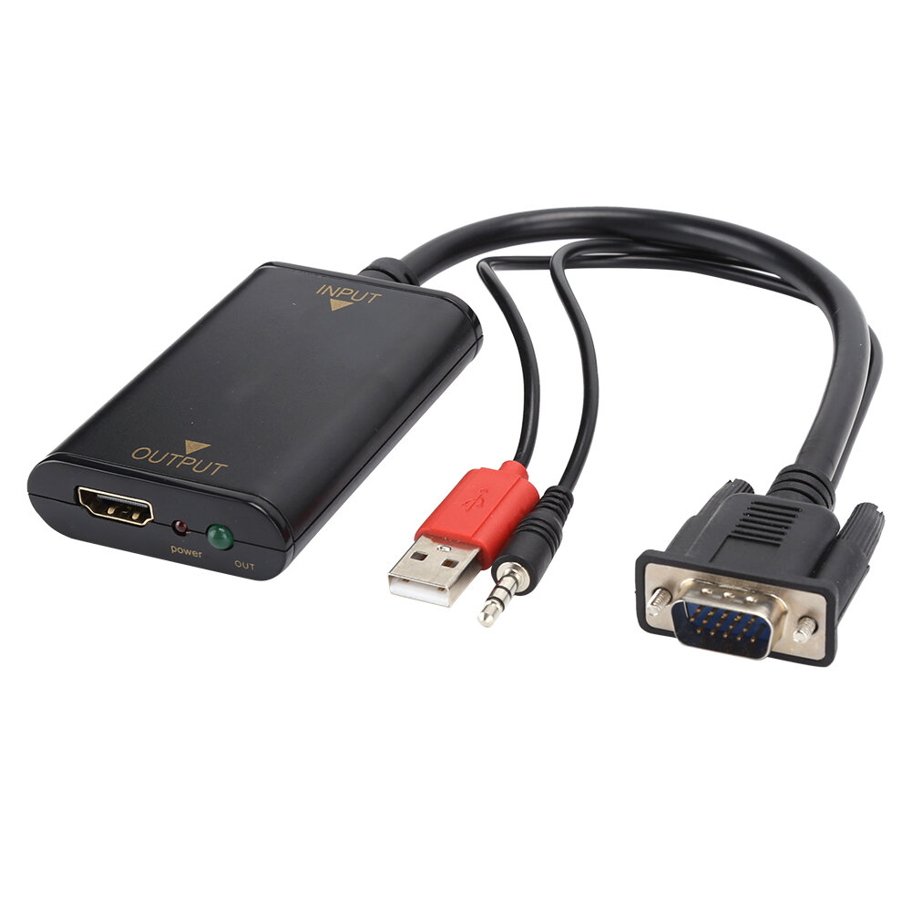 USB-кабель с аудиоадаптером, видеоконвертер VGA-вход в HDMI, отличная производительность.