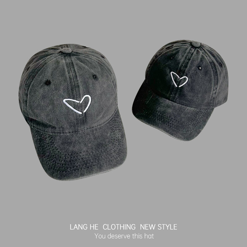 Бейсболка с вышивкой «Любовь родителей и детей» с изображением лица, маленькая, стираная, мягкая, мужская и женская, кепка-утка с персиковым сердцем, повседневная, универсальная, трендовая шляпа