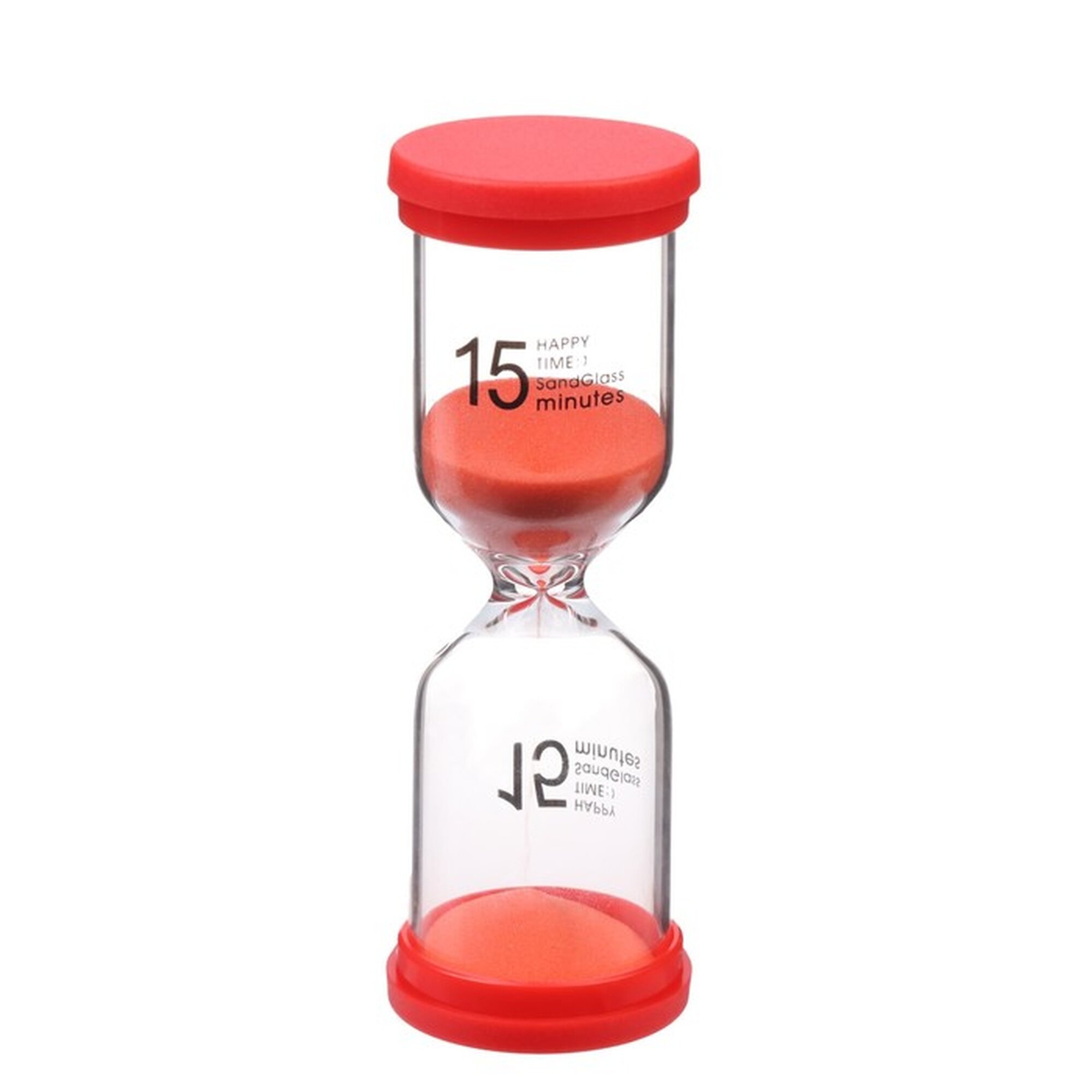 Песочные часы Happy time, на 15 минут, размер 4 х 11 см, красные