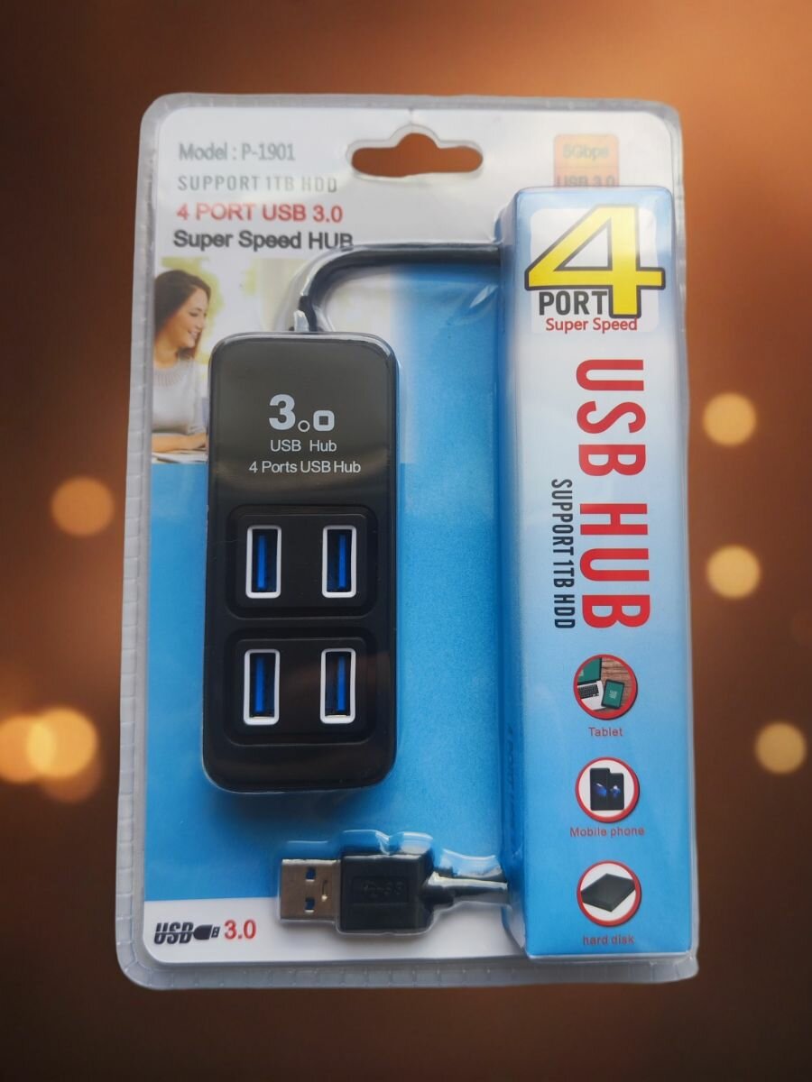 Разветвитель USB hub для ноутбука пк на 4 порта 1.8м