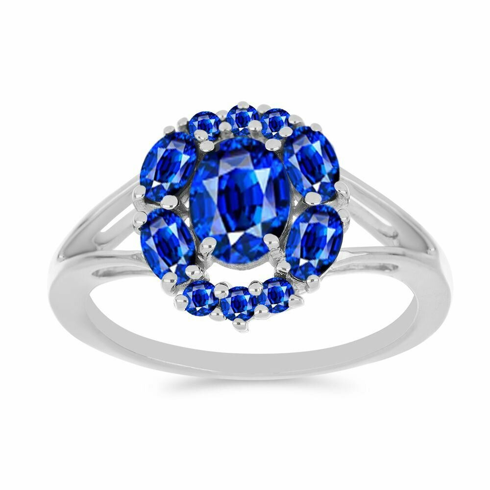 Кольцо тонкое, серебро, 925 проба, родирование, сапфир