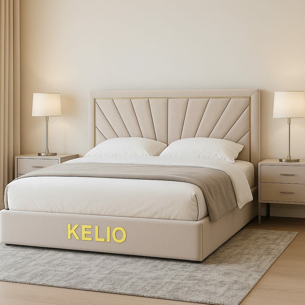 Кровать двуспальная 180х200 City ортопедическая, подъемный механизм, ящики для белья, бежевый