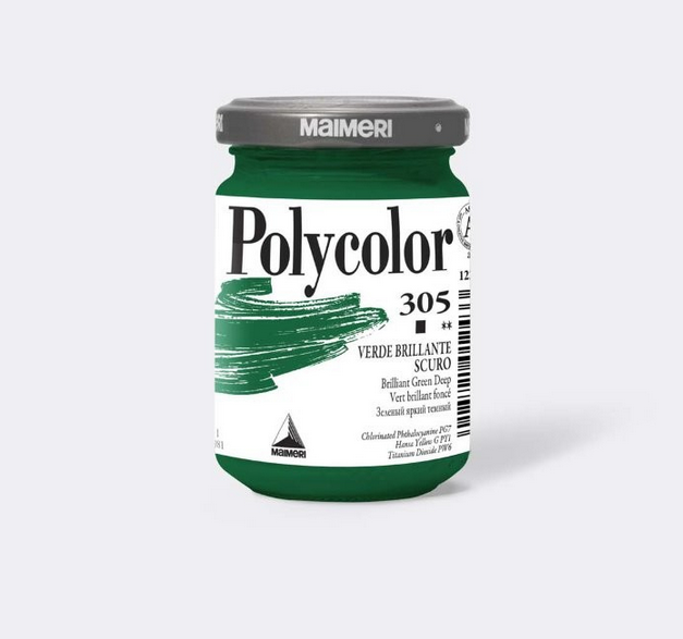 Краска акриловая Maimeri Поликолор зеленый яркий темный, 140мл