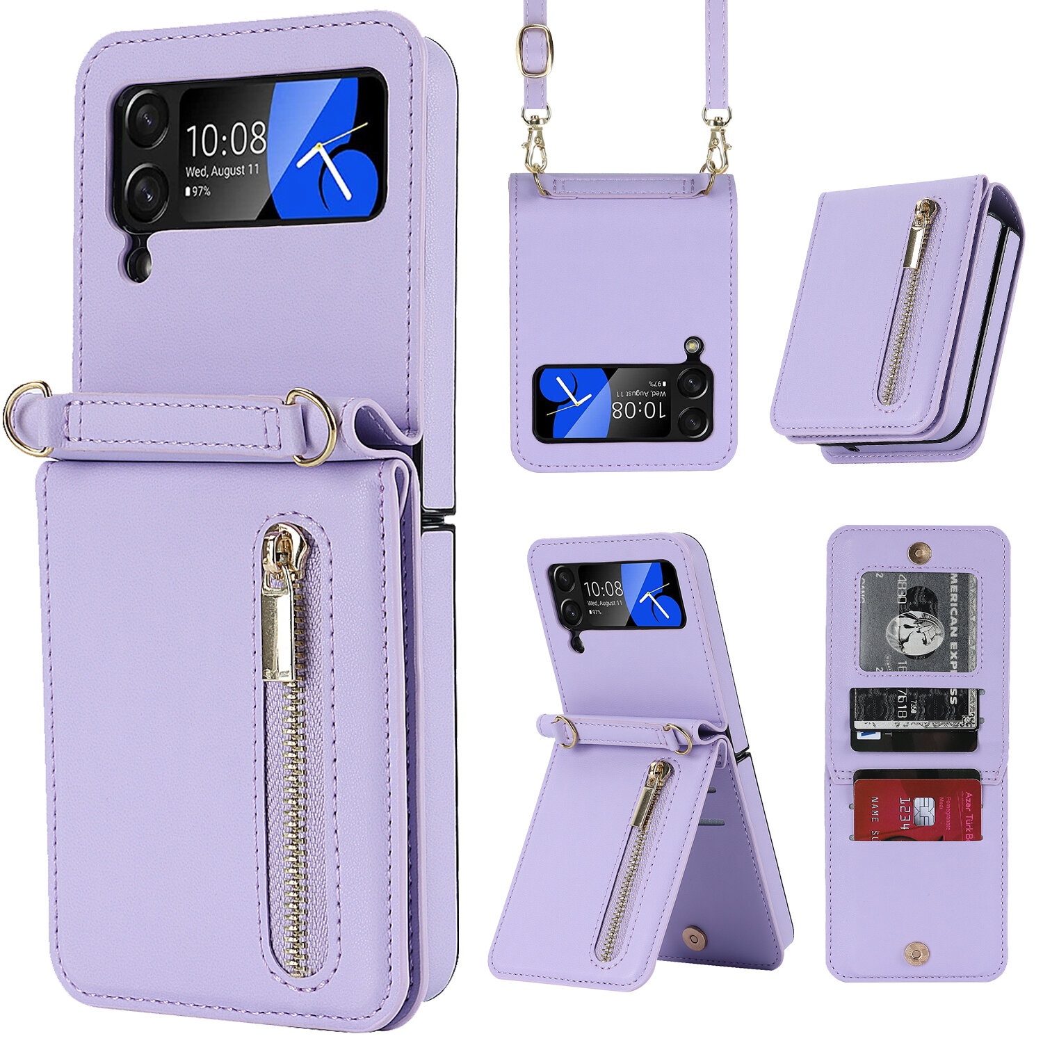 Подходит для Samsung Galaxy Z Flip3 / Самсунг Галакси Z Flip3 чехол для телефона, Складной All Inclusive молнии раскладушкa держатель раскладушка, Z Flip3, подставка, soft touch,360° Полная защита,