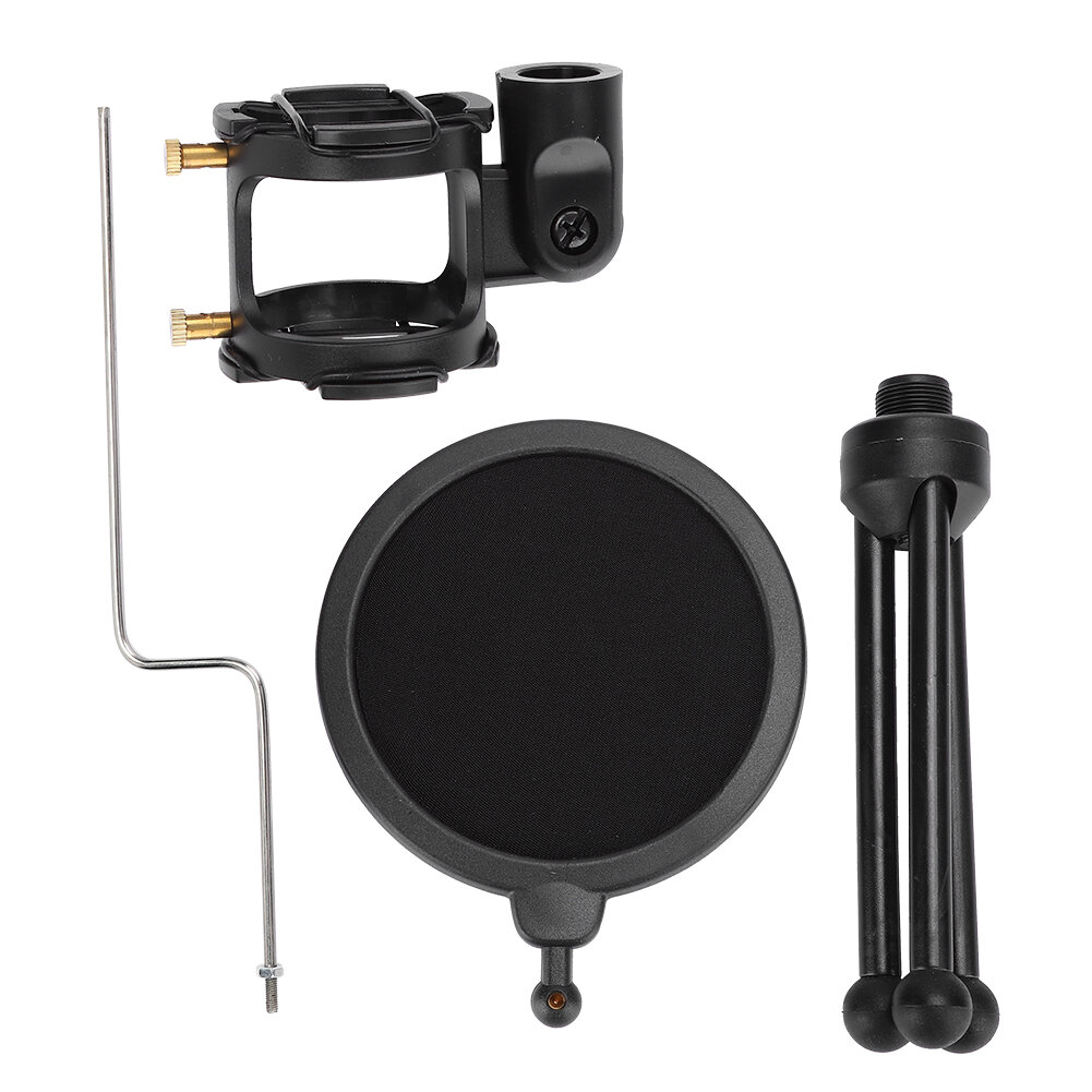 Фильтр для микрофона двухслойный, черный ABS, с держателем для штатива