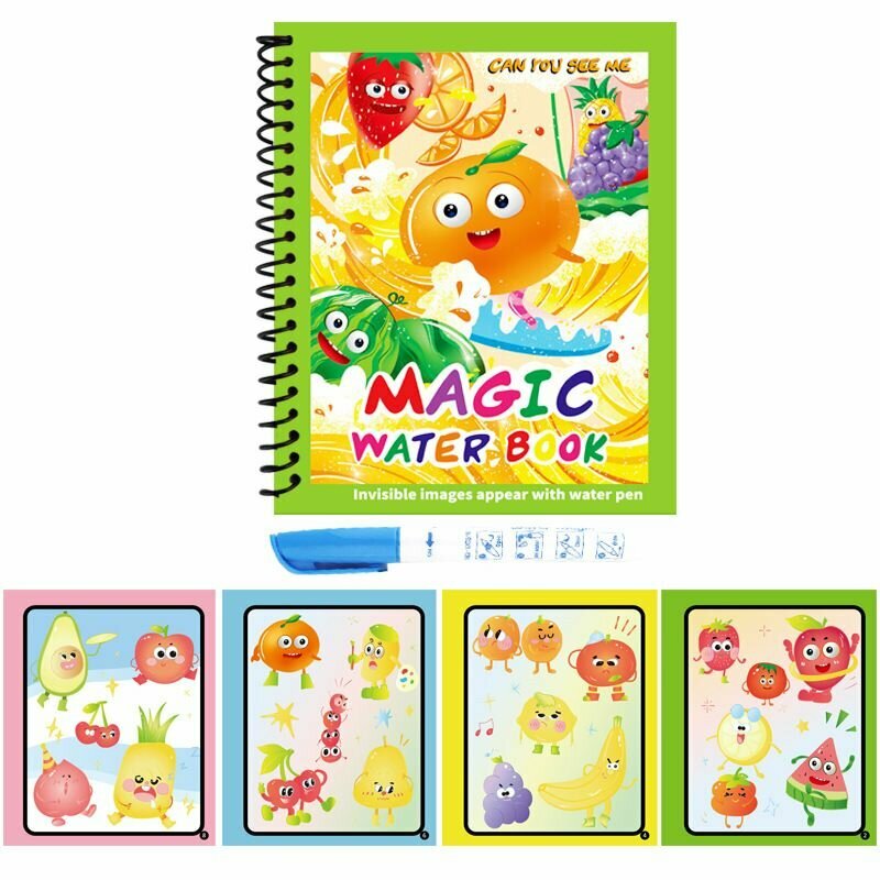 Многоразовая водная раскраска Животные на ферме с маркером, развивающая книжка-аквасказка для детей 3-6 лет, безопасная мокрая раскраска для творчества в дорогу и дома