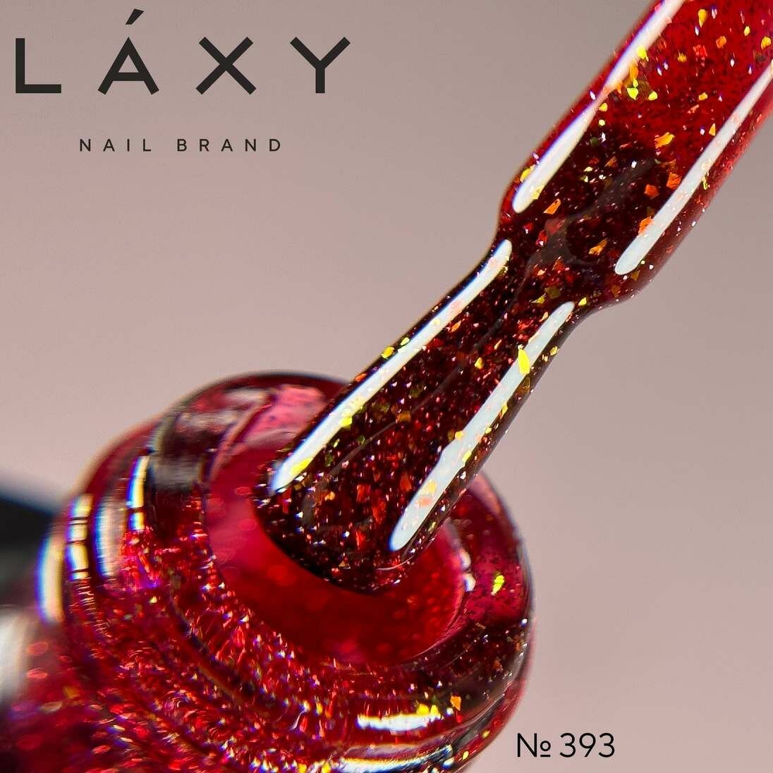 LAXY Гель-лак светоотражающий красный цветной для маникюра для ногтей, Laxy 393