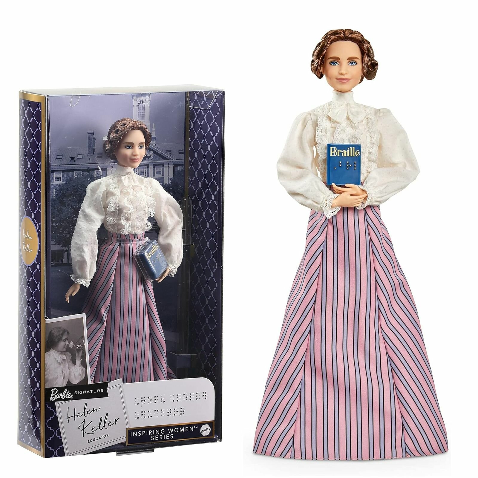 Кукла Mattel Barbie Signature, Серия "Вдохновляющие женщины", Helen Keller GTJ78. с поврежденной цветной коробкой
