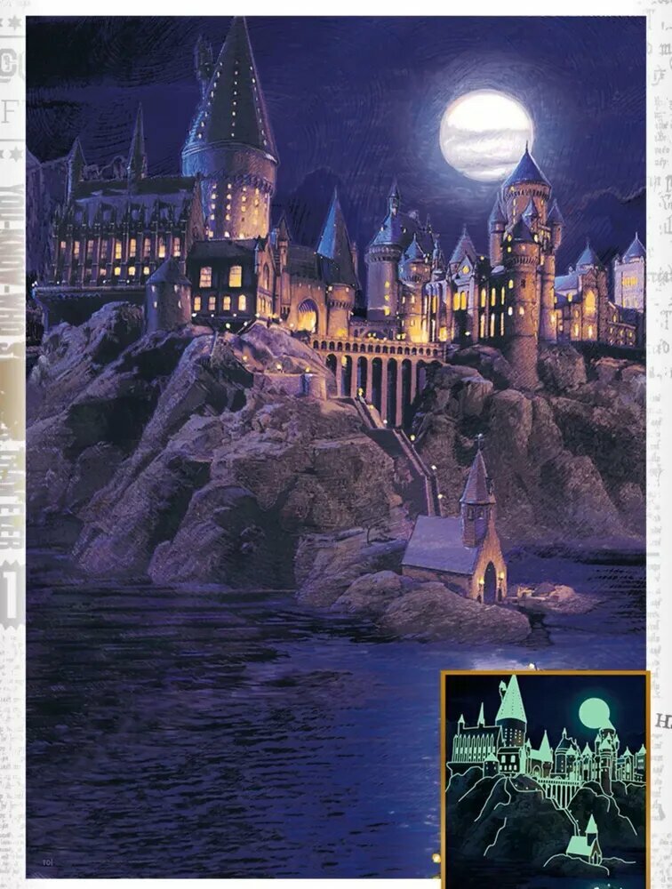 Пазл: ночное пазл, Гарри Поттер,"Ночной Хогвартс", Подарок,1000 деталей