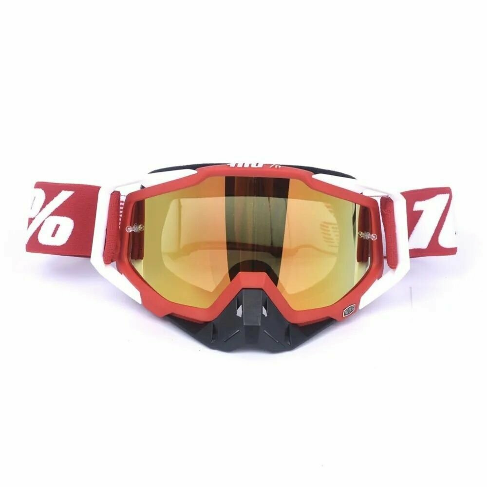 Маска очки для мотокросса, эндуро, питбайка 100%, красная/черная/белая