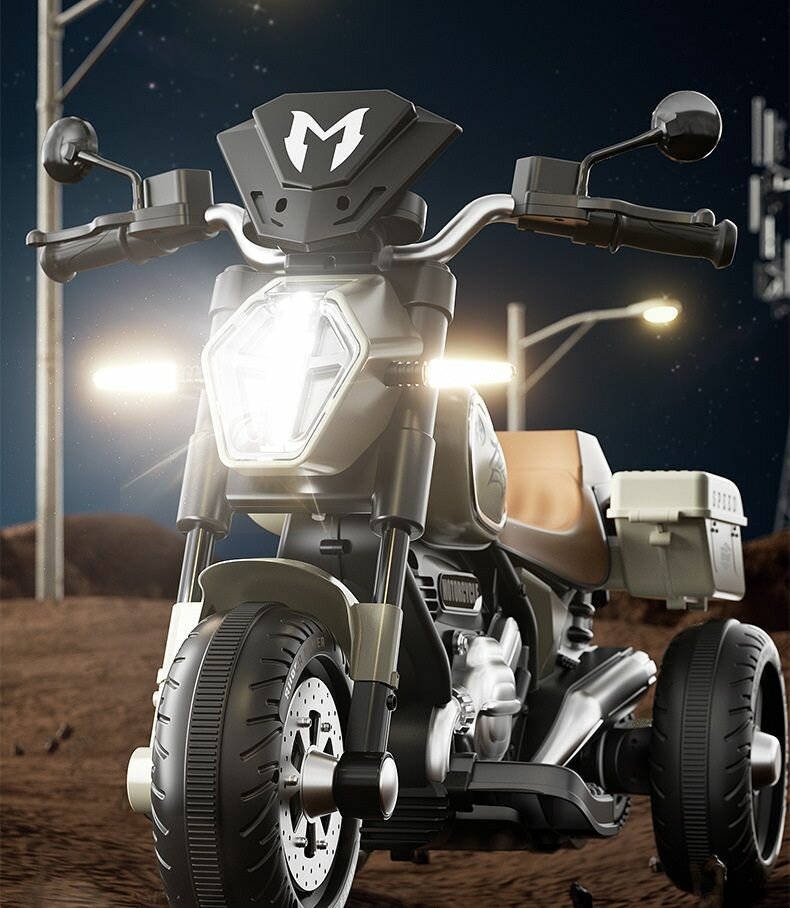 Детский электрический мотоцикл, с Bluetooth-подключением, чёрный матовый, для детей до 8 лет