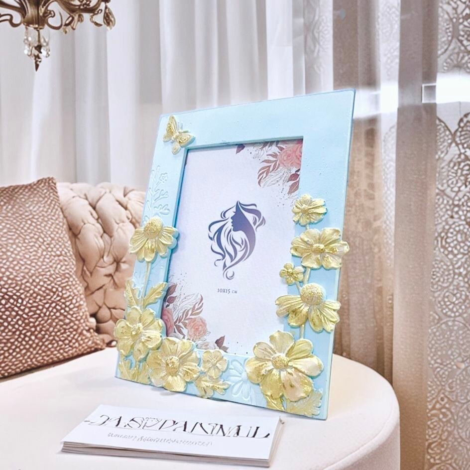 Фоторамка 10х15 см "Ромашки", L-14,5 W-3 H-19 см Цвет: Бирюза