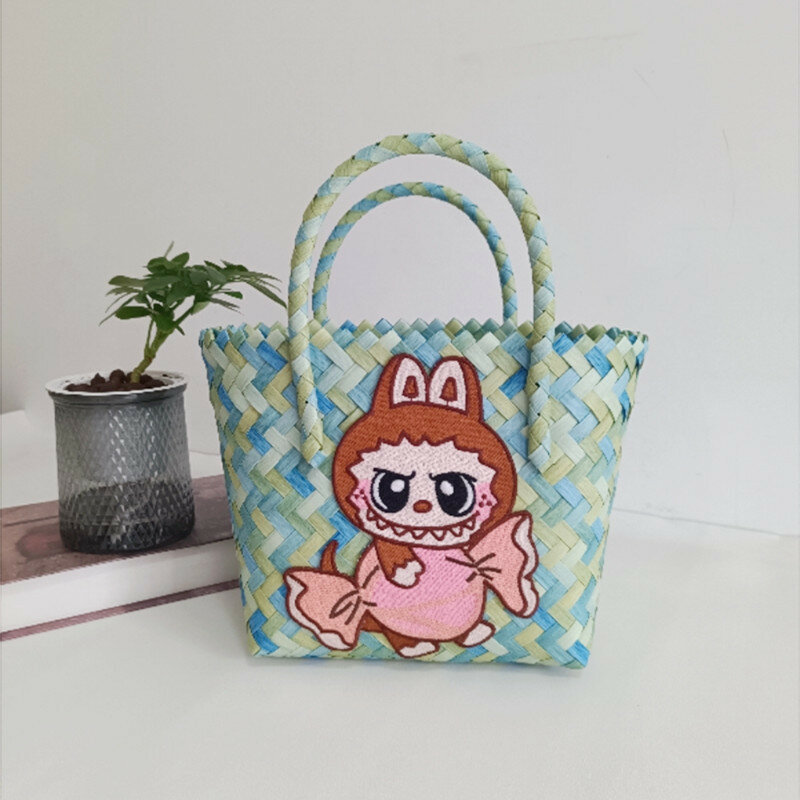 Корзины - ротанговые сумки для организации и хранения вещей вышивка лабубу