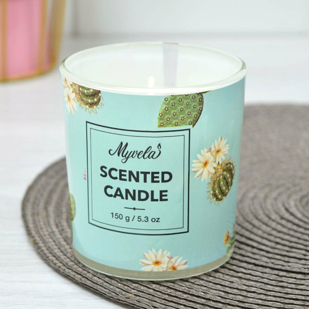 Ароматическая свеча 'Myvela' Мускус, Ваниль, Кокос, 150 г, в стеклянной банке