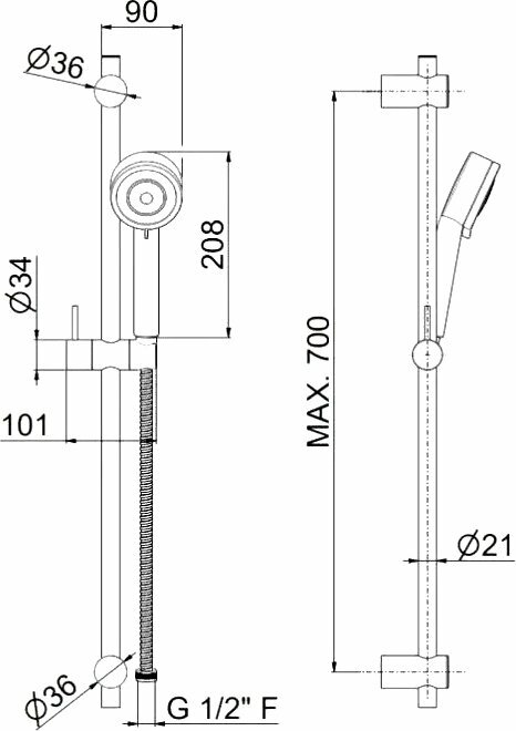 Душевой гарнитур KERAMA MARAZZI Nota 16182KM.21.018, хром