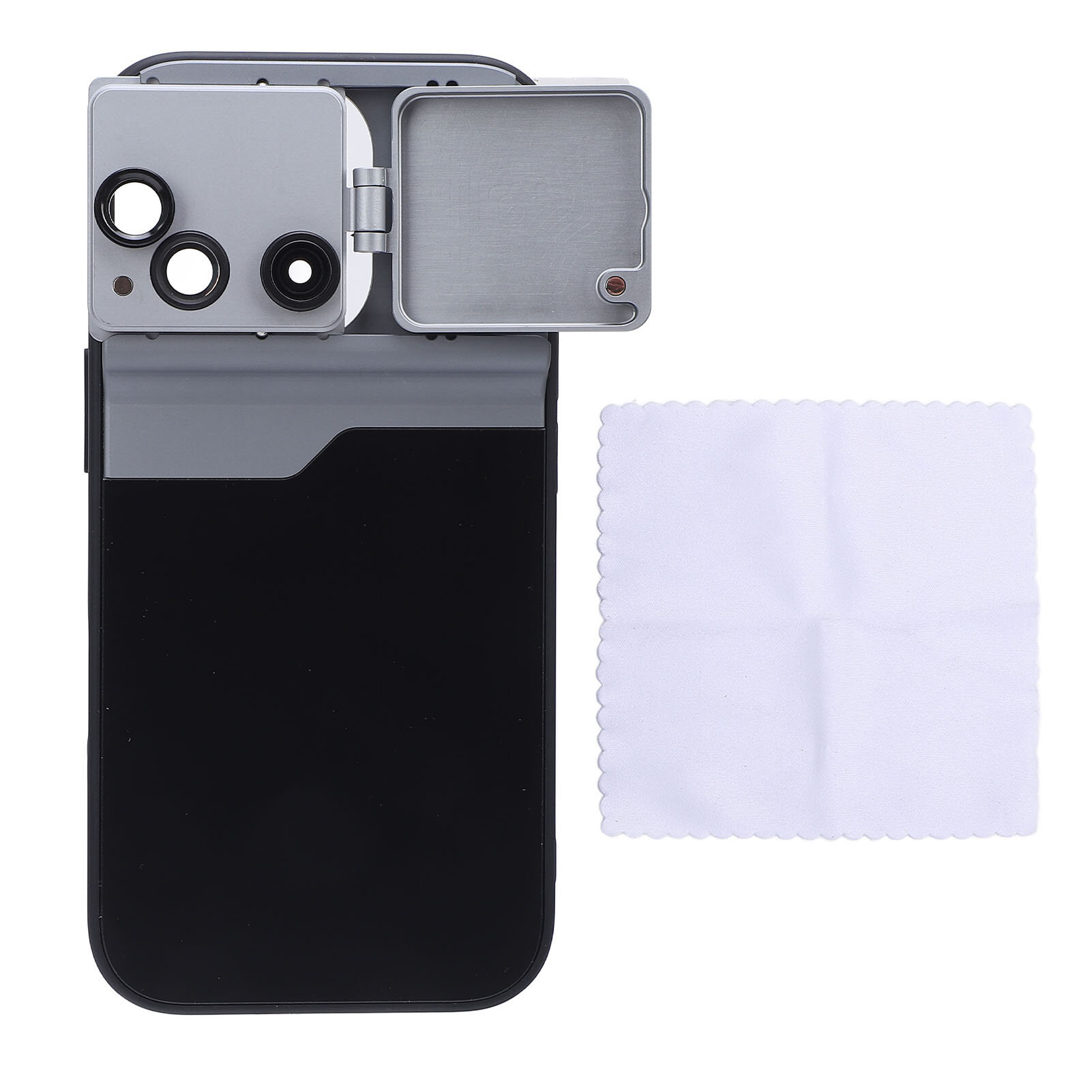 Объектив для камеры телефона 3 в 1 с чехлом, алюминиевый корпус, ТПУ, оптическое стекло, макрообъектив, телеобъектив, объектив «рыбий глаз» для смартфона 16 Pro. Аксессуары.