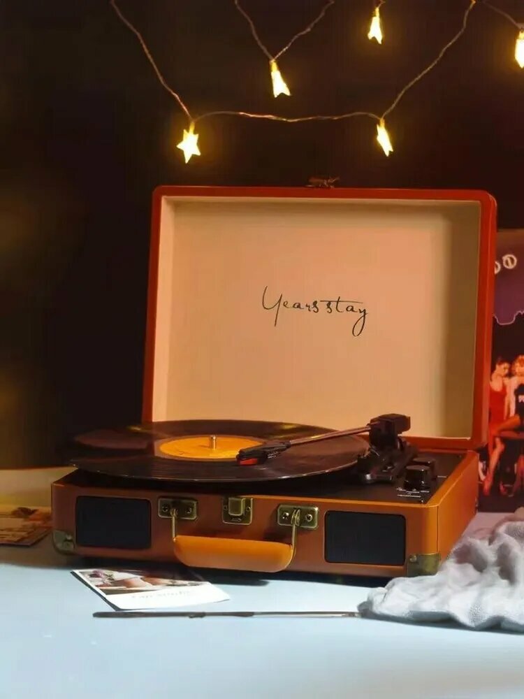 Виниловый проигрыватель патефон AudioRetro AR-007, AUX разъём, Bluetooth, 3 скорости воспроизведения, Проигрыватель виниловых пластинок ретро