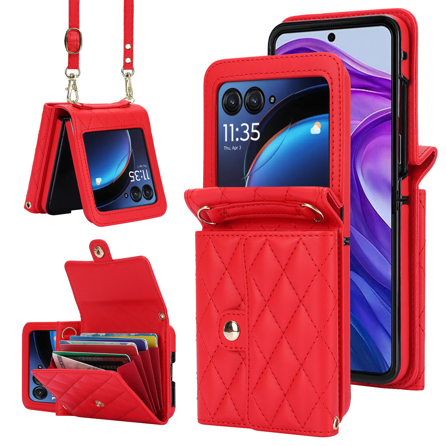 Подходит для Motorola Razr 60 Ultra / Моторола Разр 60 Ультра Модный Чехлы для телефонов, Кошелек премиум-класса, кожаный чехол для мобильного телефона, Motorola Moto 60 Ultra, подставка, soft touch