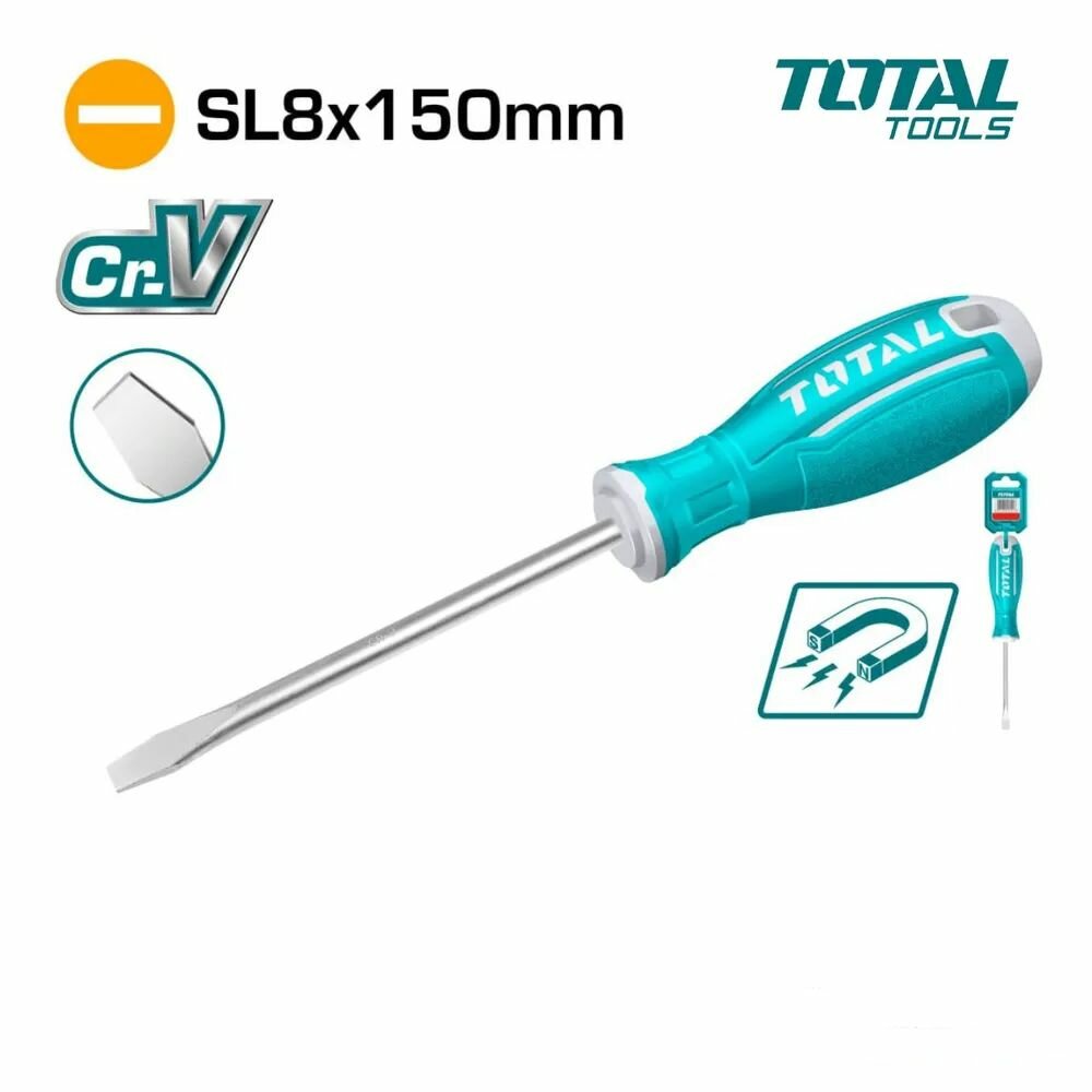 Отвертка шлицевая SL8х150мм TOTAL TSDRSSL8150 с магнитным наконечником