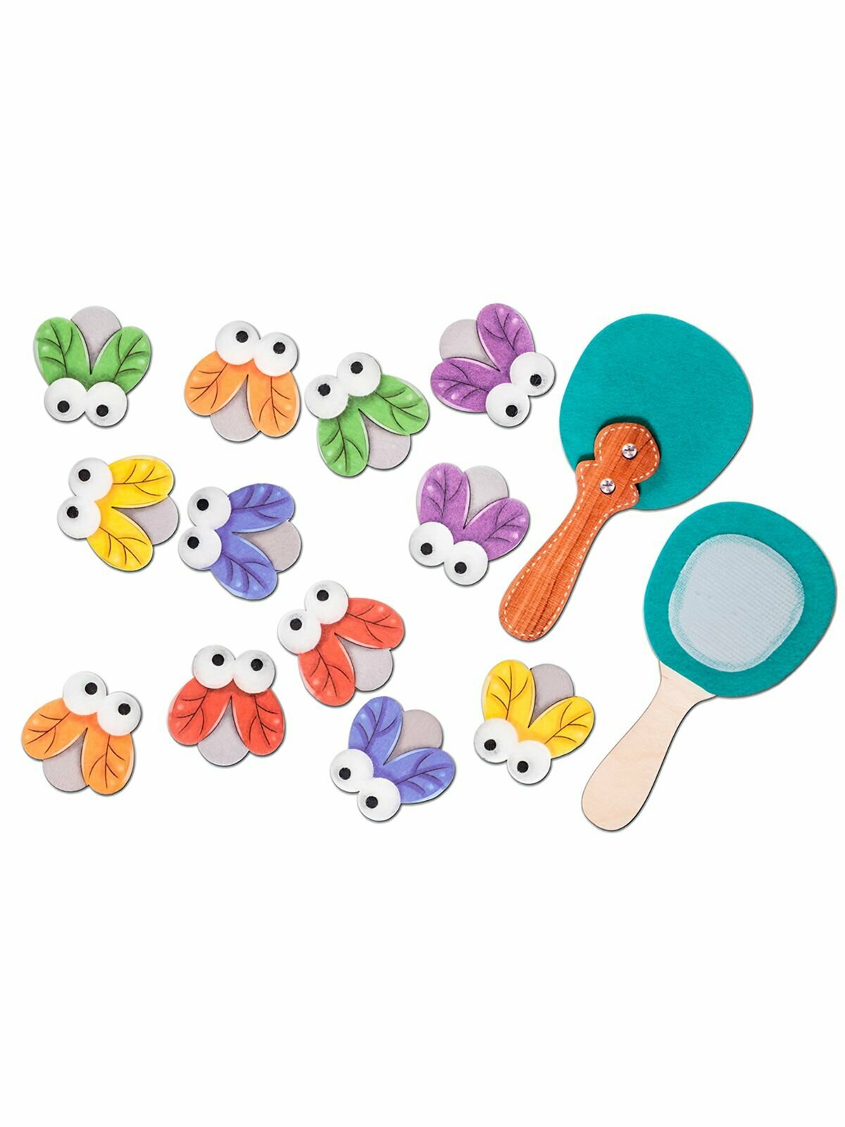 Обучающая логопедическая игра Smile Decor "Мухи" из фетра на липучках, игровое пособие на развитие речи и обучение счету, учим цвета