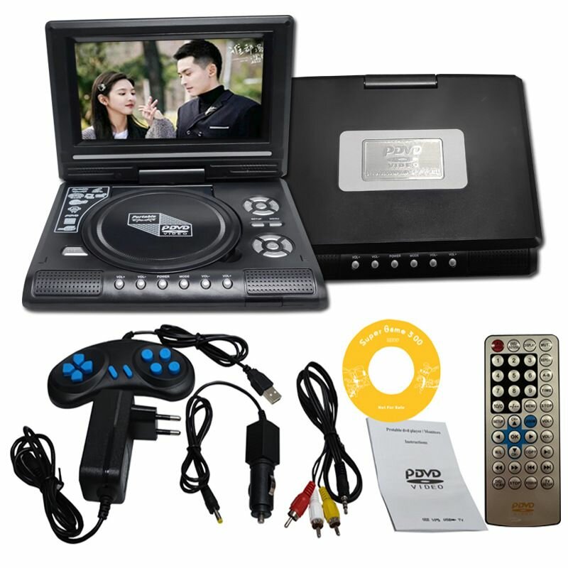 Портативный 7,8-дюймовый телевизор Домашний автомобильный DVD-плеер VCD CD MP3 HD EVD-плеер с TV FM USB / игровой функцией-EU Plug