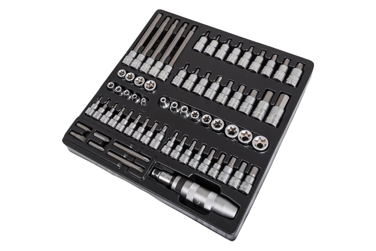 Hans Набор торцевых головок 1/2", 3/8" со вставками E-STAR, 62 предмета, в ложементе TT-59