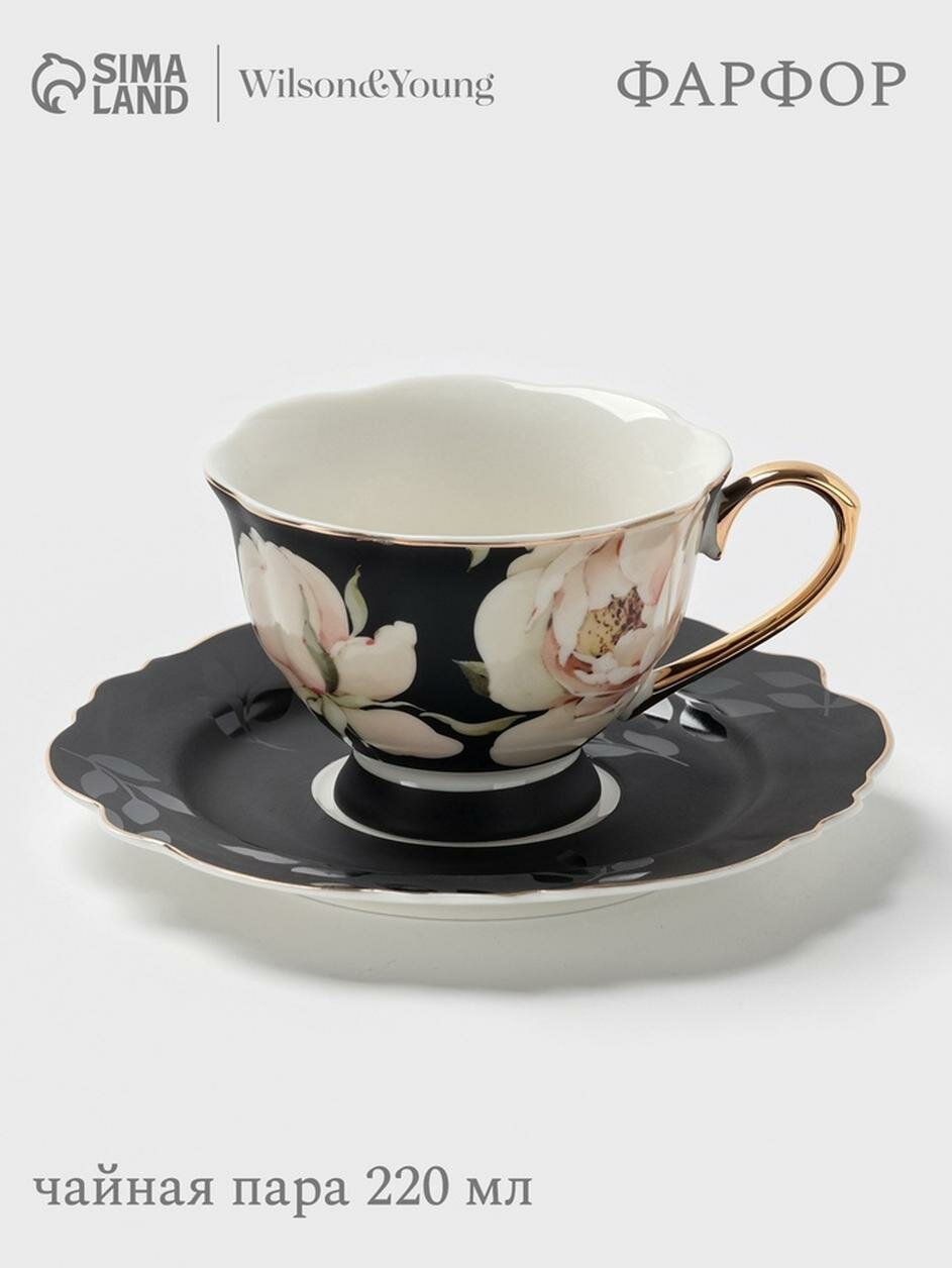 Чайная пара Подарочная WY Pink O'hara, фарфор, 220 мл, чёрная