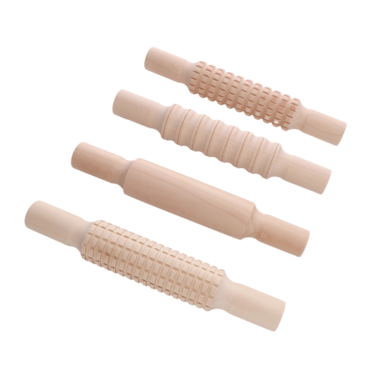 4 шт. рельефные скалки с узорами деревянная гравированная скалка глиняный инструмент для выпечки пиццы тесто помадка печенье пирог