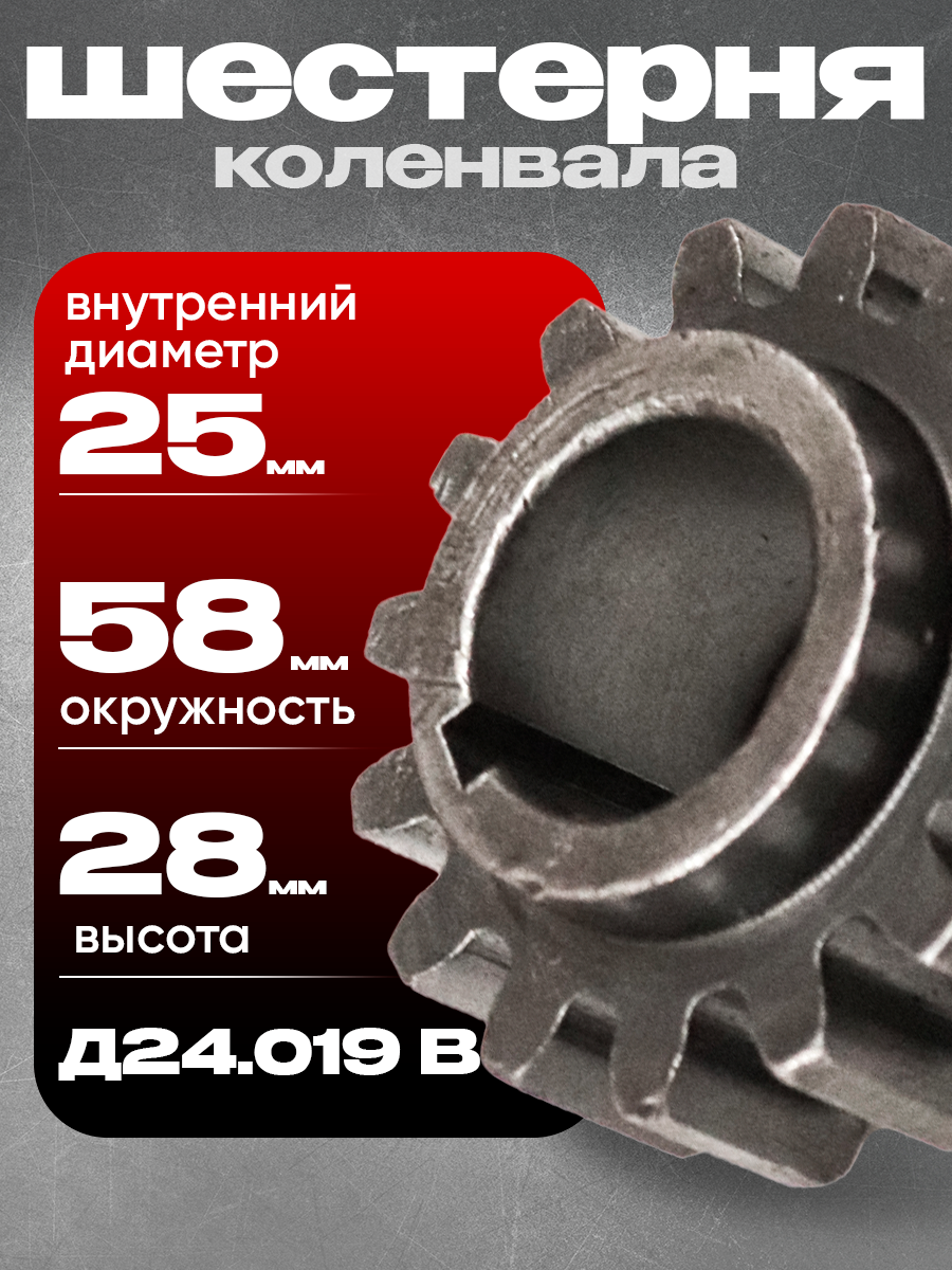 Шестерня коленвала Д 24.019 В, внутренний D = 2.5