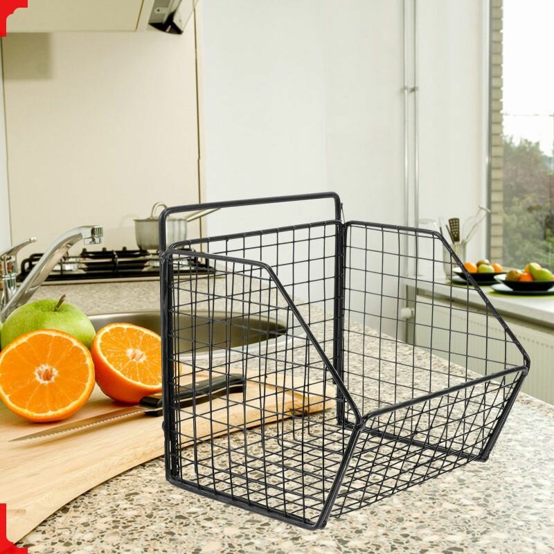 Многоуровневая корзина для фруктов, настенная металлическая корзина, черная, 30.00X14.00X11.00CM