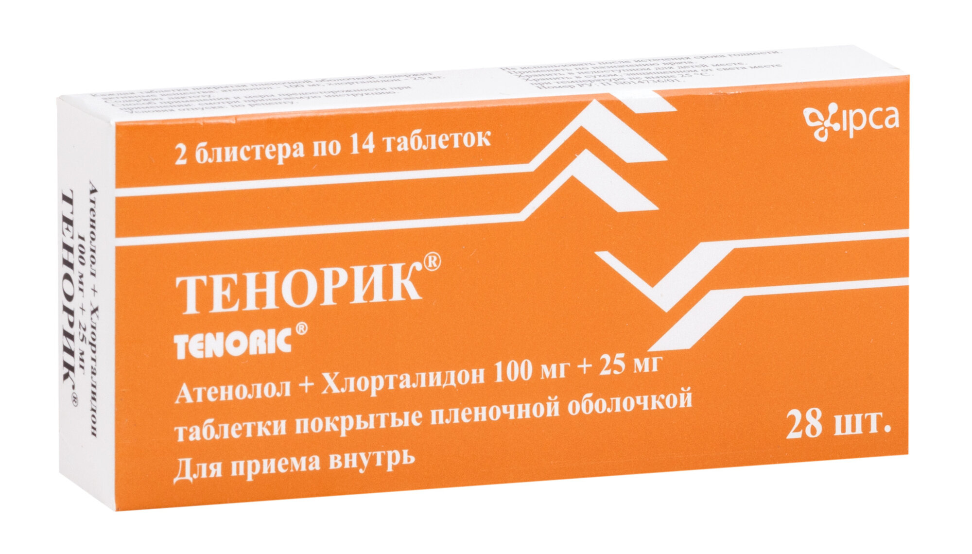 Тенорик, таблетки покрыт. плен. об. 100 мг+25 мг, 28 шт.