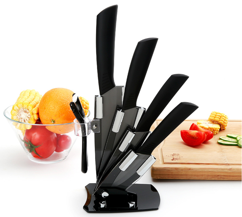 Набор комплект кухонных ножей 5 в 1 NiNi нож керамический с противоскользящей ручкой с удобной подставкой и стильным дизайном