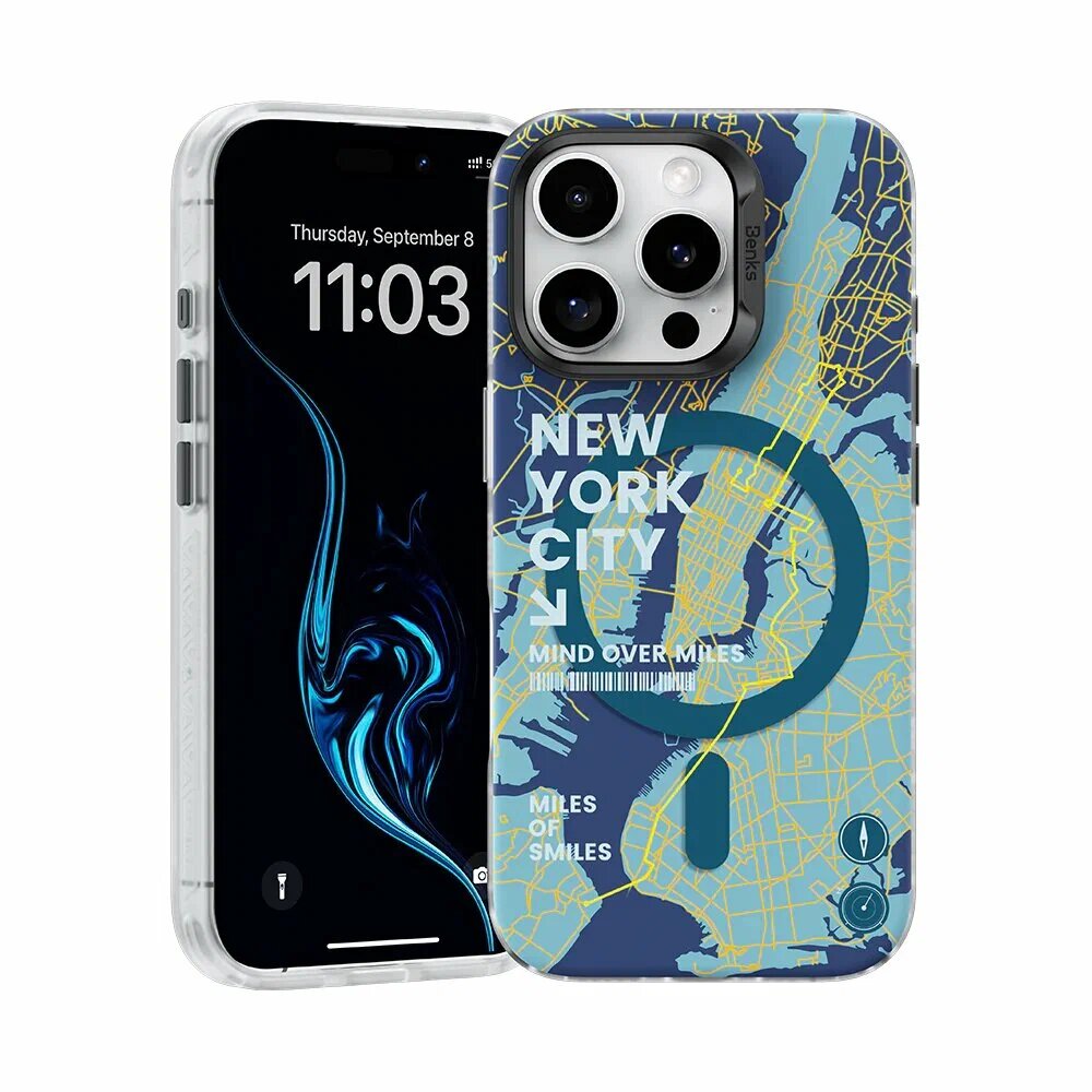 Чехол силиконовый Benks City NEW YORK Phone Case, MagSafe, для iPhone 16 Pro, 6.3".