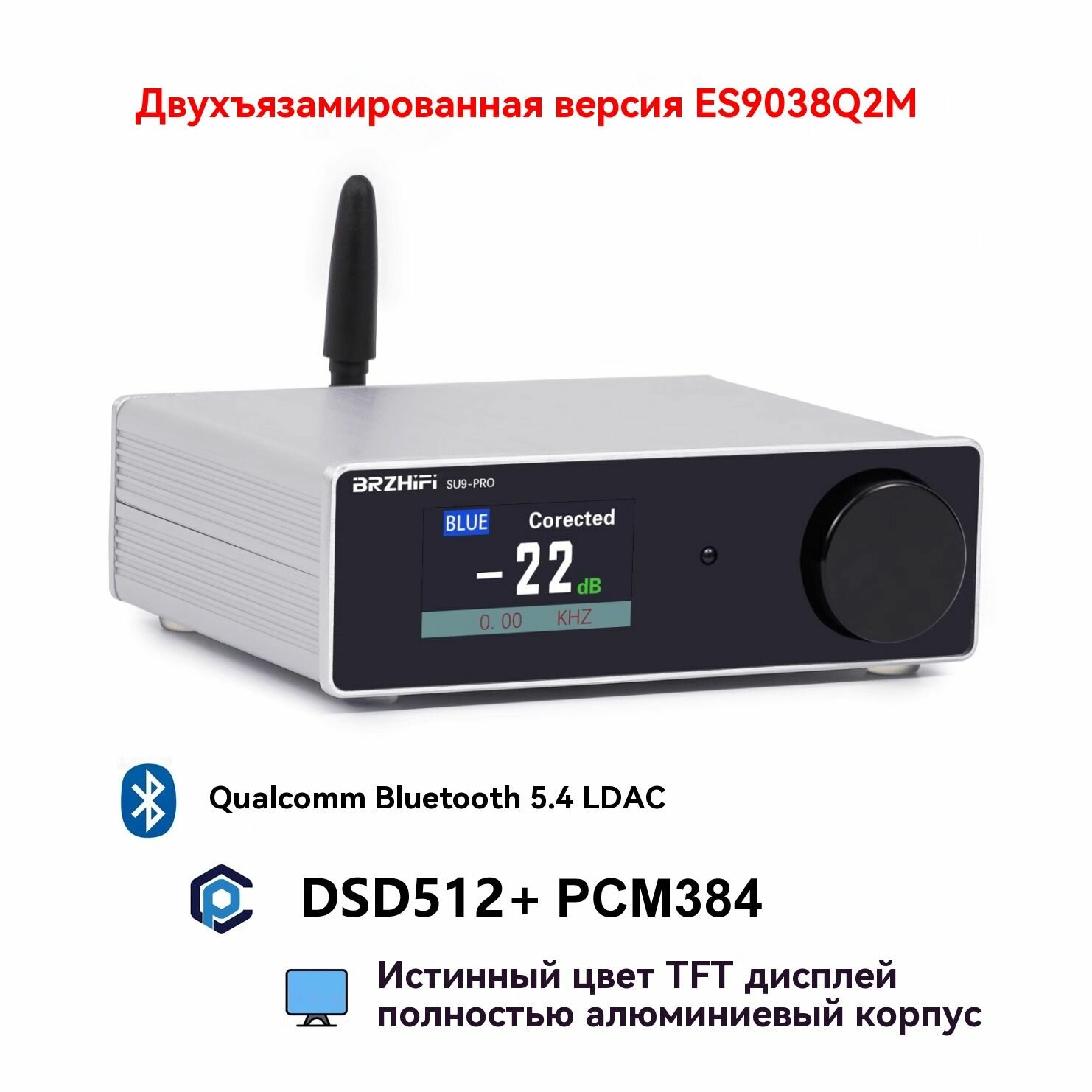 SU9PRO двухъядерный ES9038 Bluetooth 5.4 USB декодер HIFI fever DAC ушной усилитель DSD512