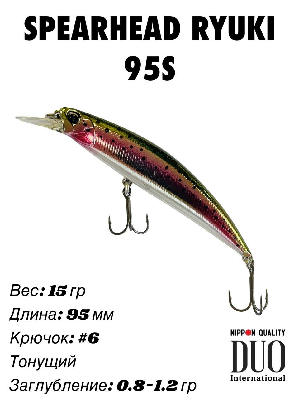Воблер DUO Spearhead Ryuki 95S 15 гр 95 мм минноу Rainbow Trout