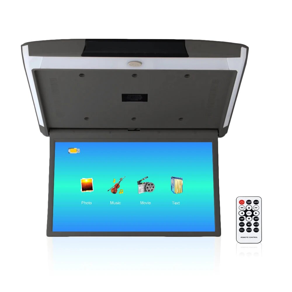 15,6-дюймовый автомобильный монитор на крыше, ТВ, откидной 1080P, видео HD-экран, MP5-плеер, Gray