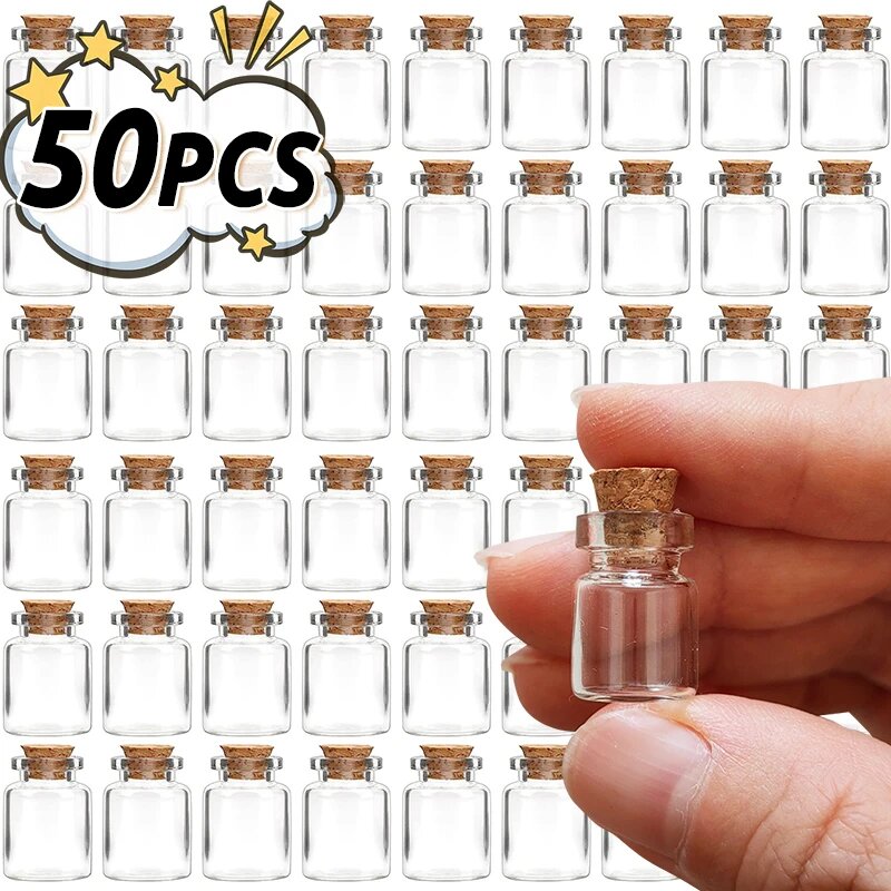 Мини стеклянные бутылочки с пробкой, 10PCS, прозрачные