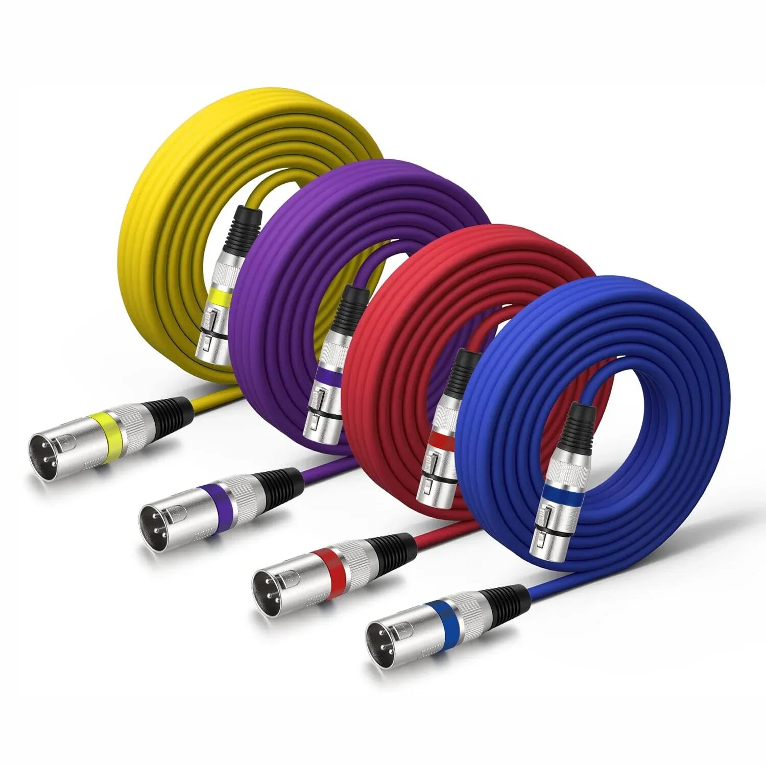 Кабели XLR XLR «папа-мама» 3-контактный балансный микрофонный кабель Многоцветный микрофонный шнур для микшера, динамика, студии звукозаписи, подкастов XLR-4PC, 1m