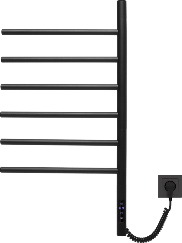 Полотенцесушитель электрический Vincea VTD-1S2CBE 80x45 см, матовый черный, E-образный