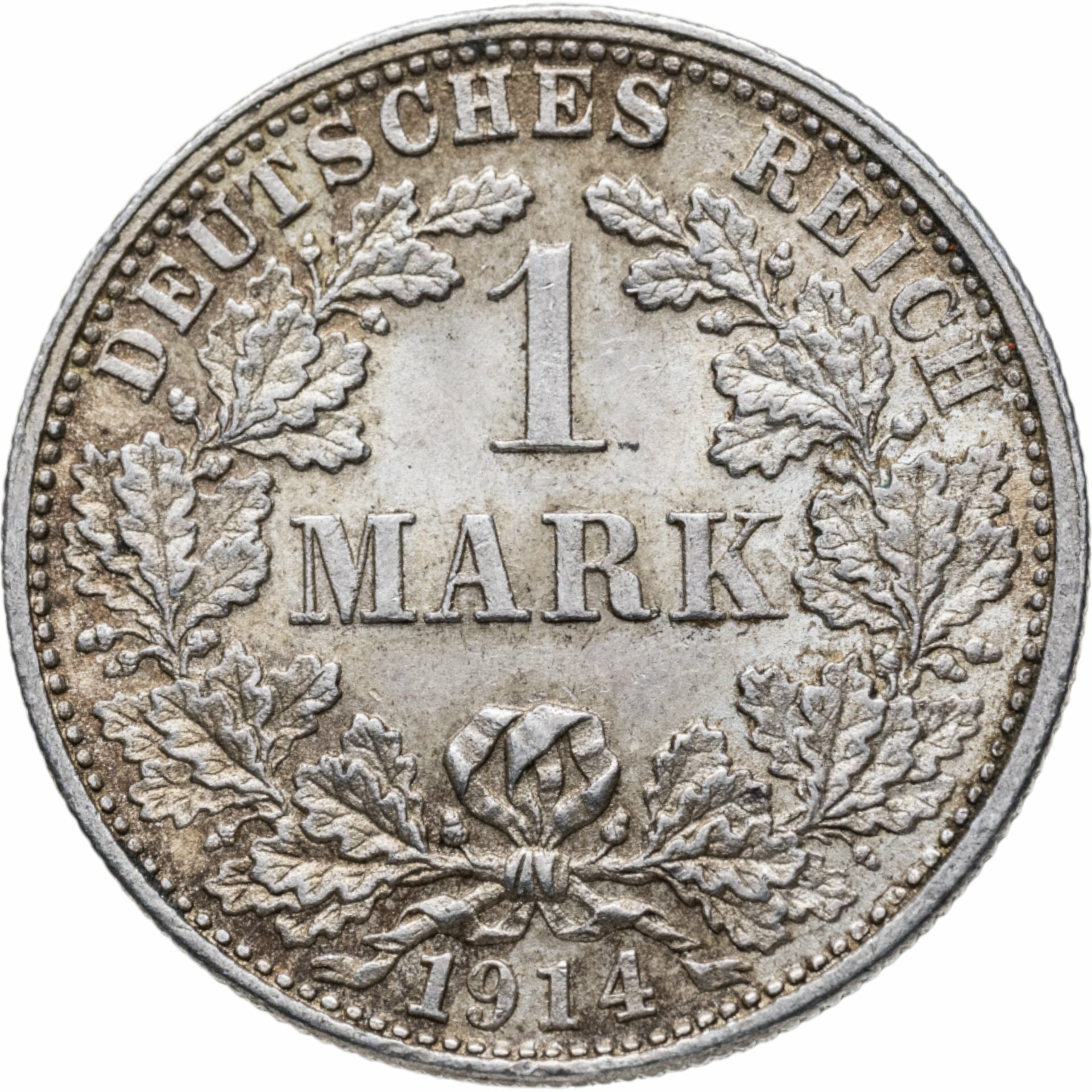 Германия Германская империя 1 марка 1914 "F", Серебро 900, в сохранности AU
