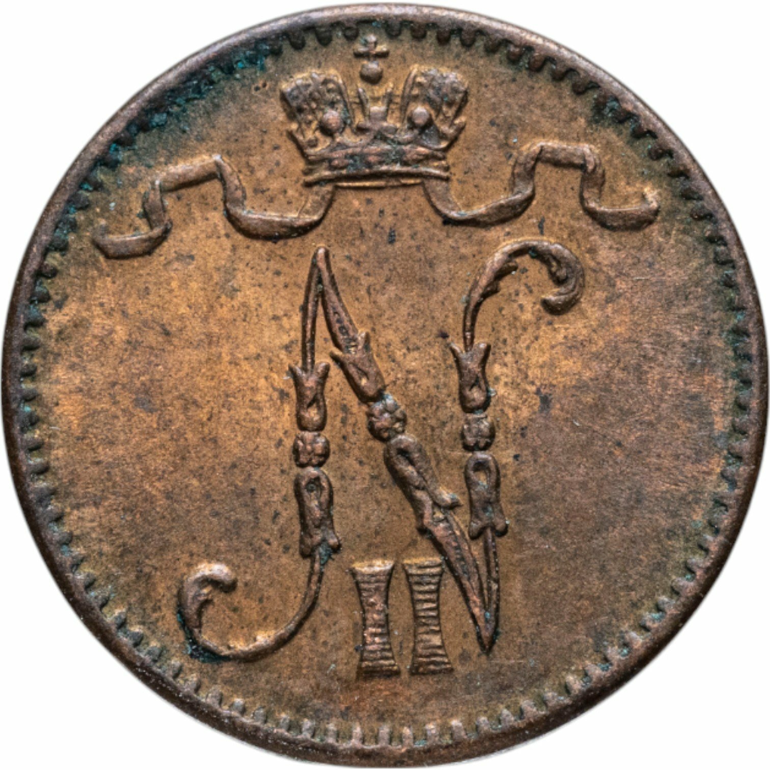 1 пенни penni 1914 Российская Финляндия, Медь, в сохранности UNC