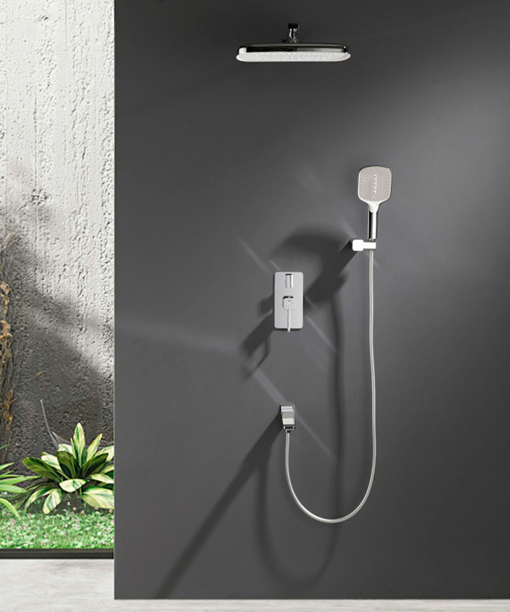 Встроенный смеситель для ванны от бренда Ganzer с 3-функциями из латуни GZ12165 хром