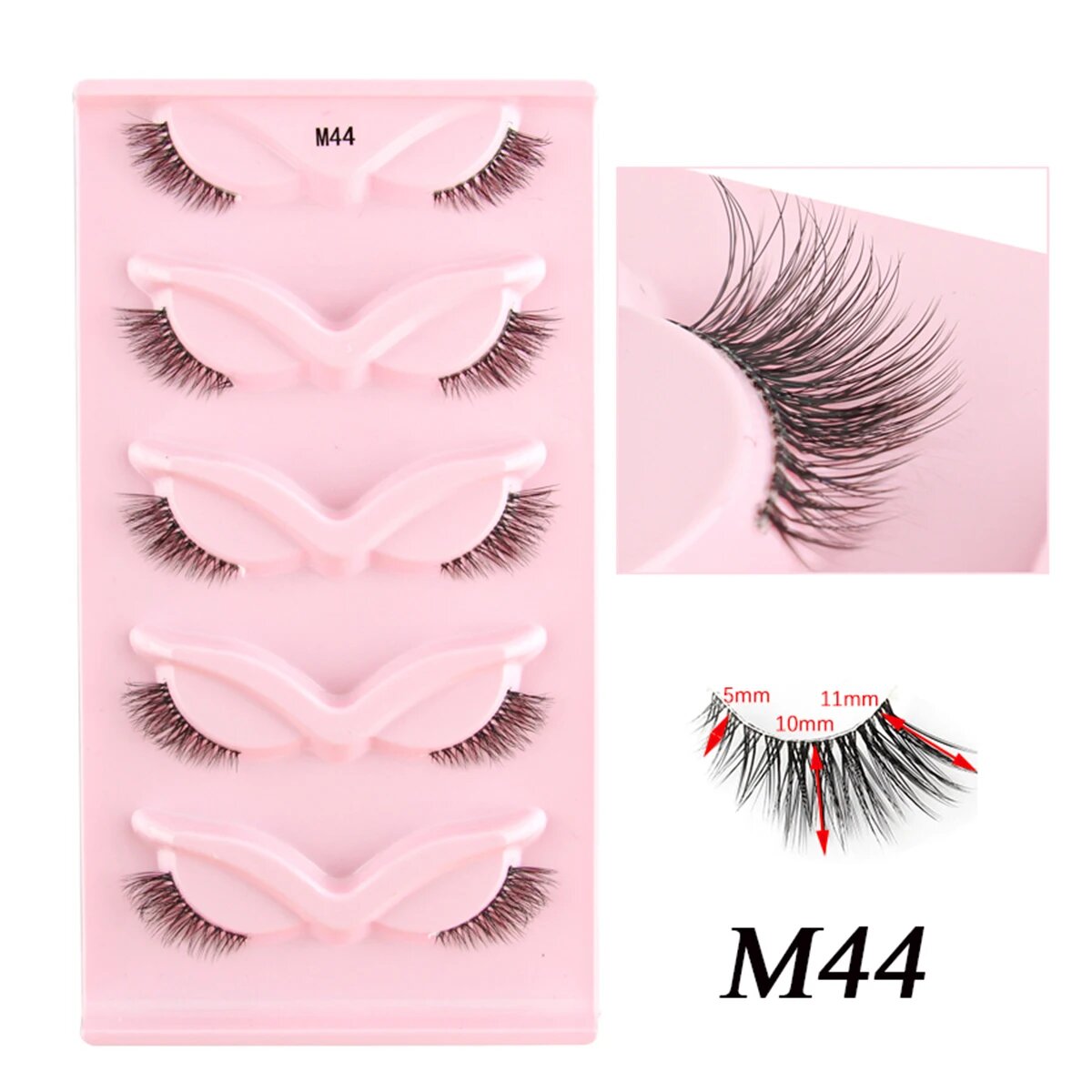 Ресницы M44, 5 пар, кошачий глаз, цвет 5 pairs-M44