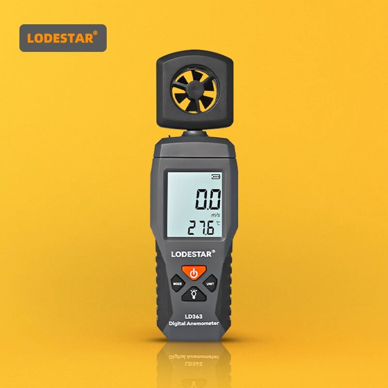 LODESTAR Ручной мини-цифровой анемометр LD363 Измерение скорости ветра Тестер температуры ЖК-дисплей Скорость потока воздуха Уровень ветра