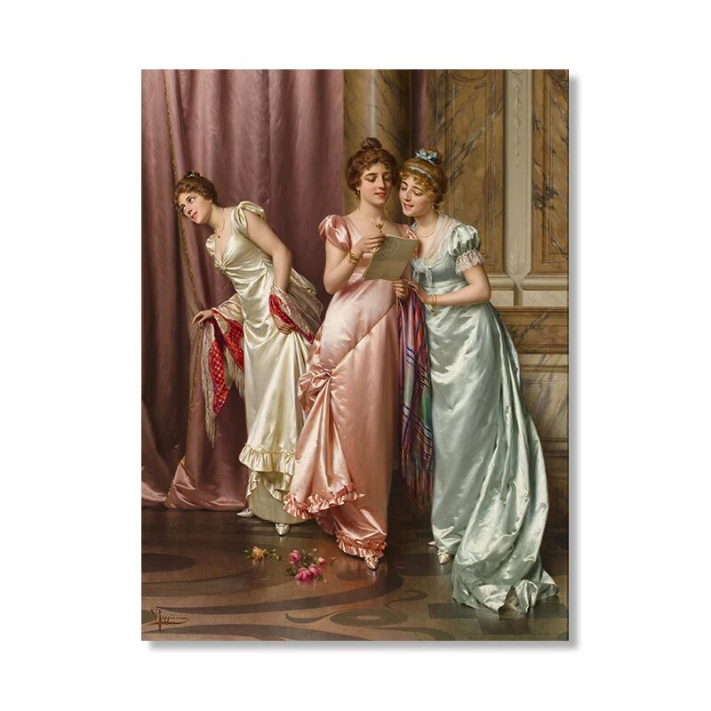 Картина маслом "Женщины в викторианском стиле", Live ustory 7PB22615, A5 15x21 cm No Frame