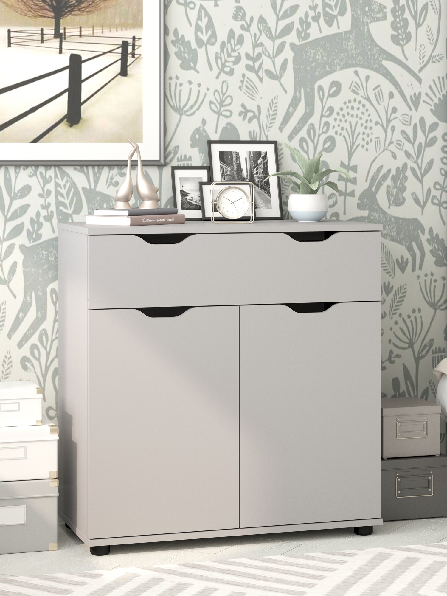 Есэндвич Grand-Лаворо-4 Комод 80х83х40 см с ящиками и дверцами(Вулканический серый)